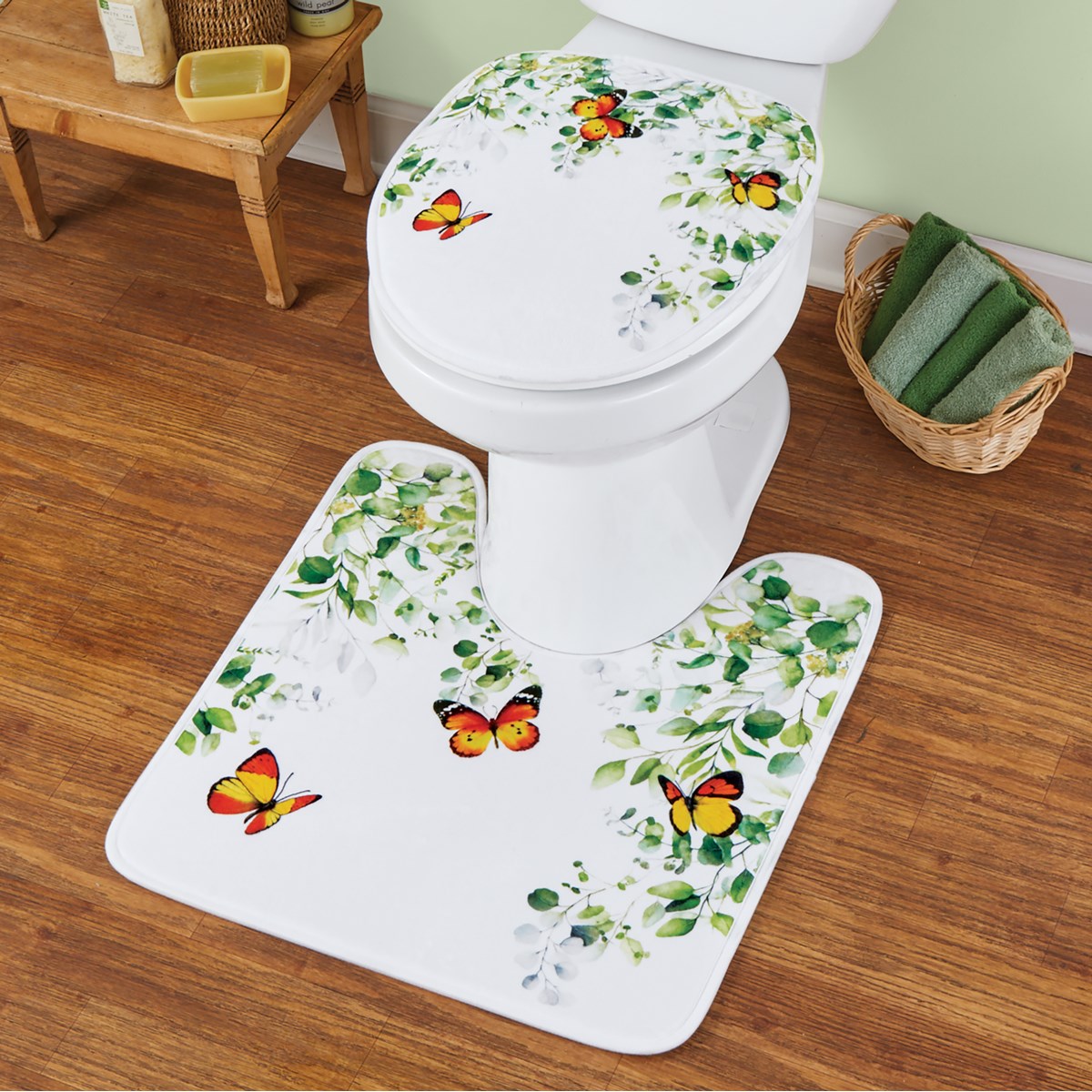 Beautiful Botanical Butterfly 2-Piece Commode Set | Collections Etc.