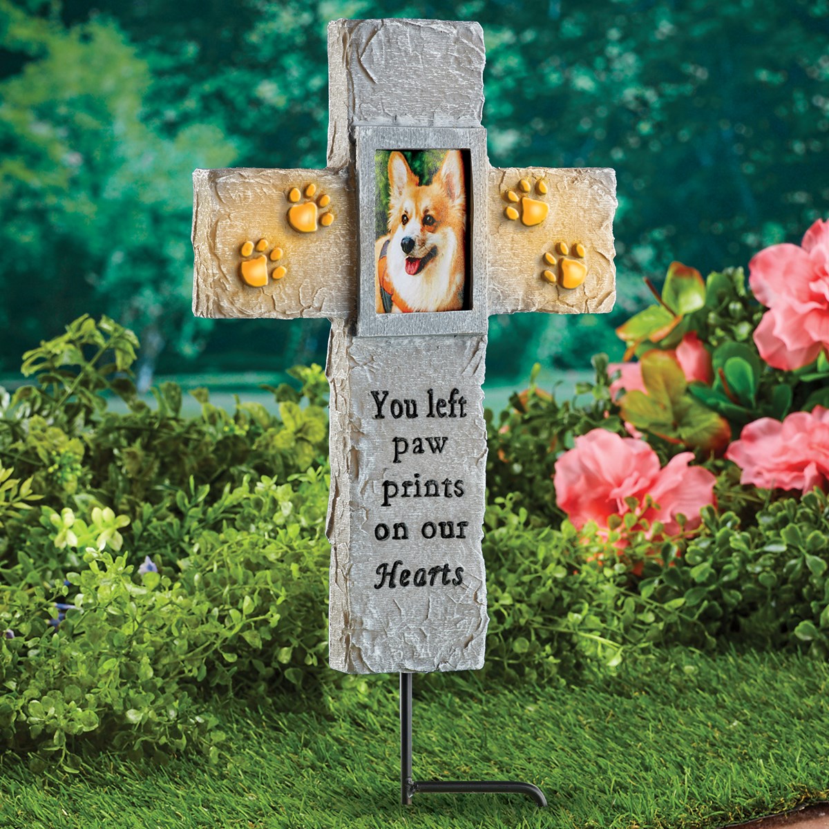 You Left Paw Prints On Our Hearts Solar Pet Cross Memorial ...