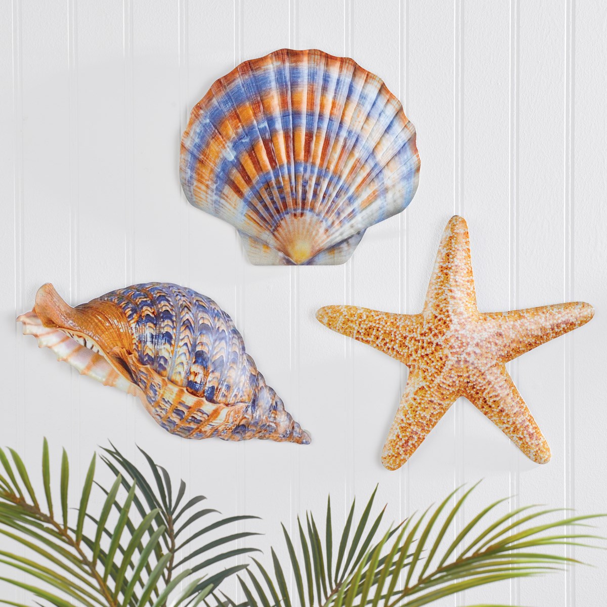 Coastal Seashell Metal Wall Decor - Set of 3 | Collections Etc.