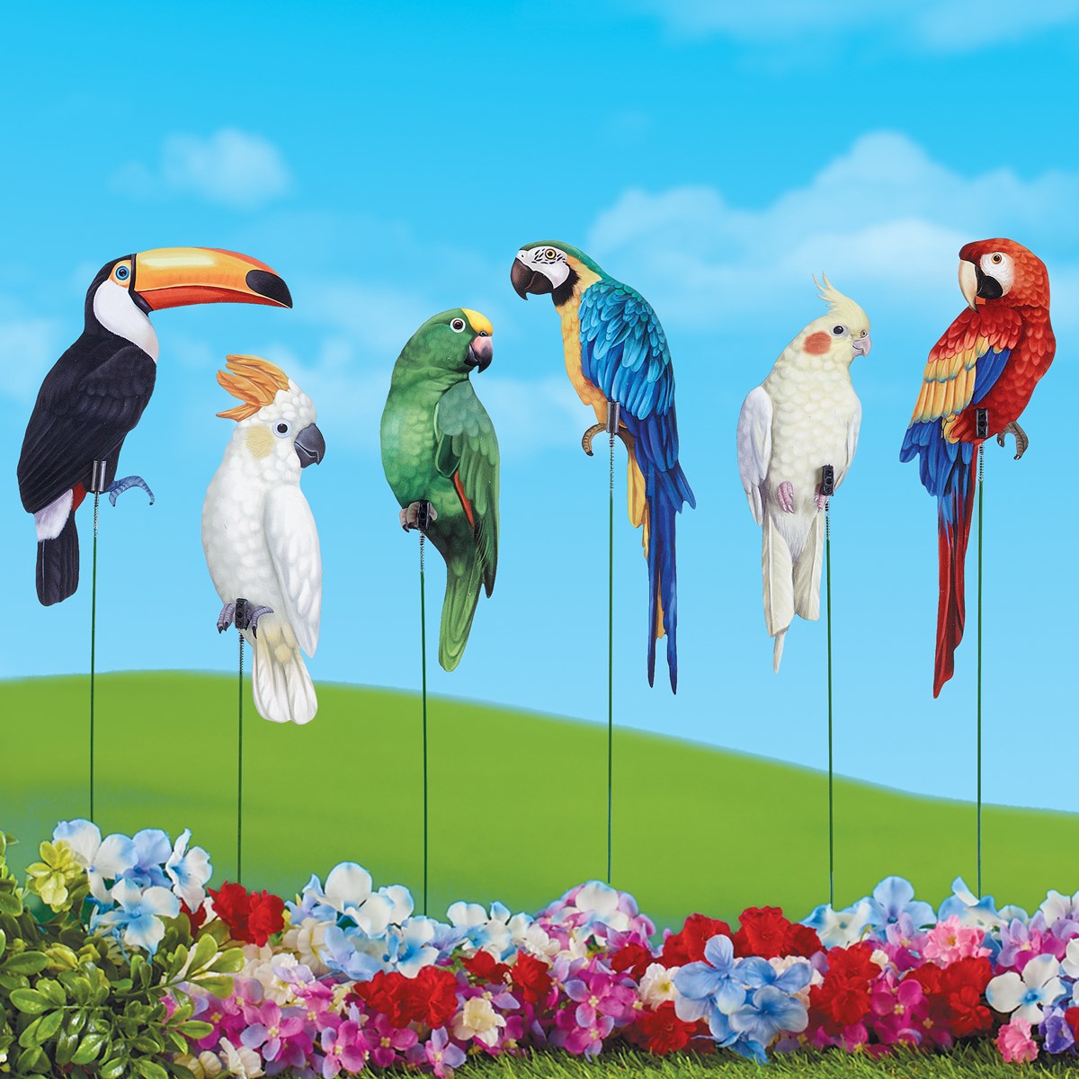 Realistic Tropical Bird Outdoor Garden Stakes - Set of 18 | Collections ...
