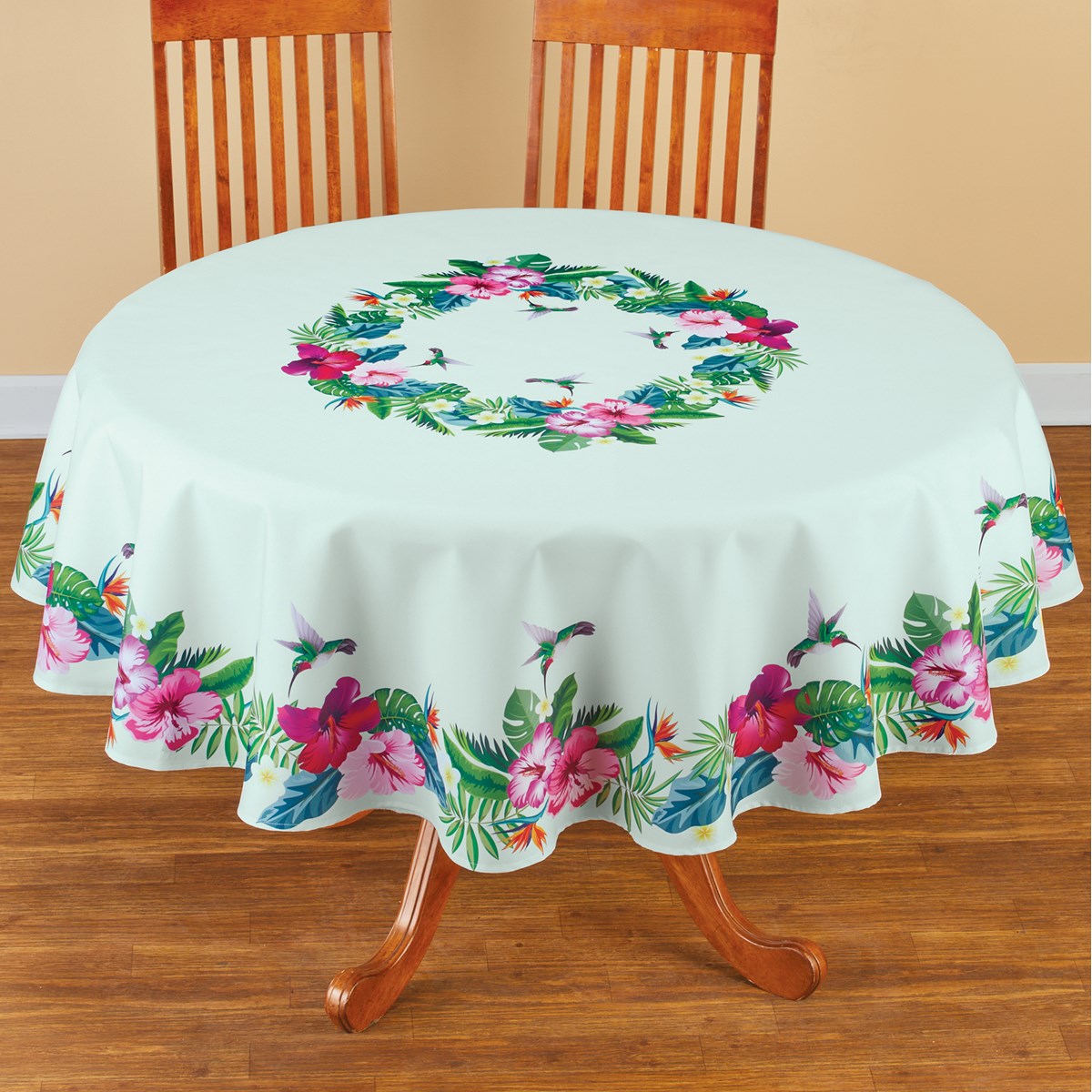 Colorful Tropical Hummingbird Printed Tablecloth | Collections Etc.