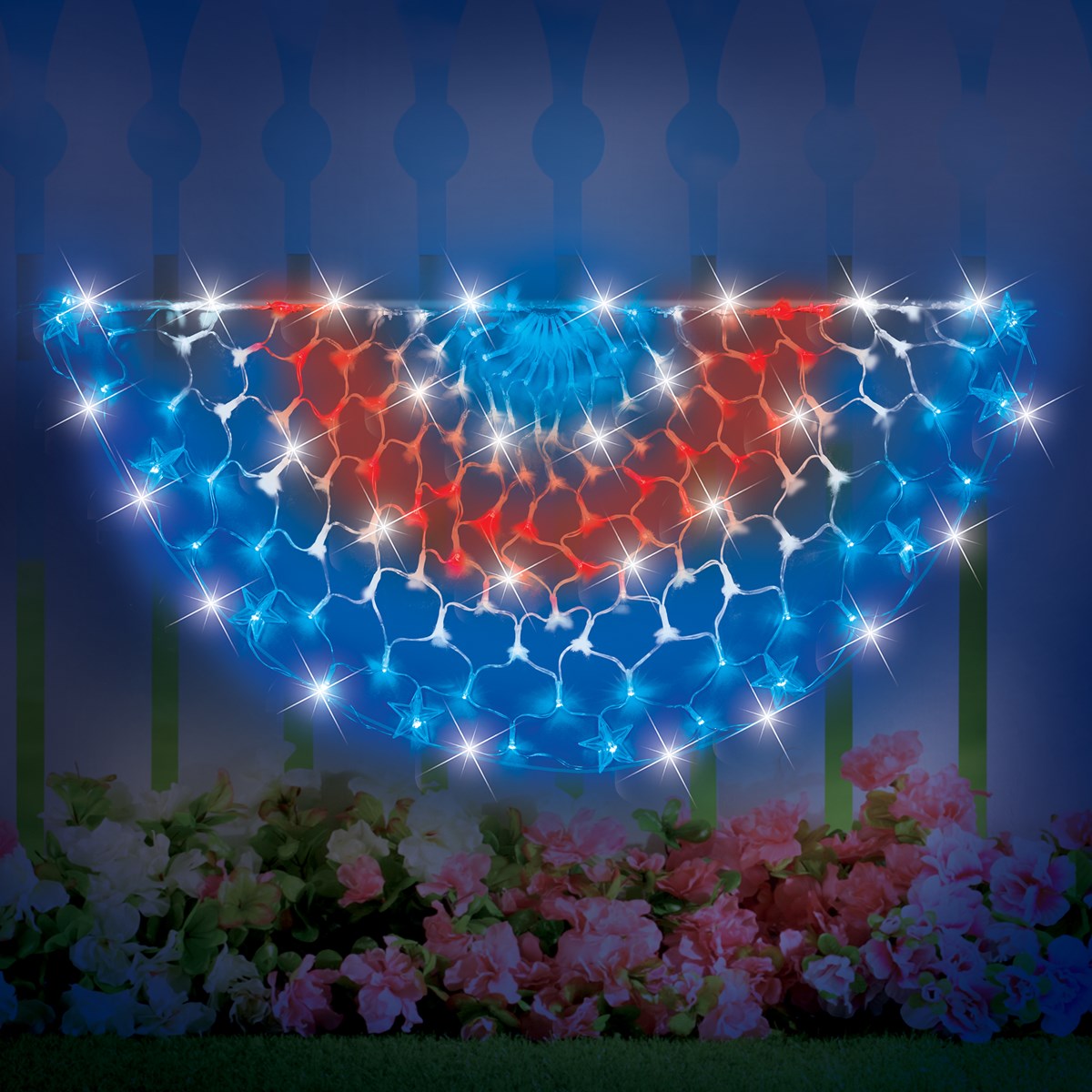 LED Lighted Patriotic 4-Foot Long Bunting | Collections Etc.