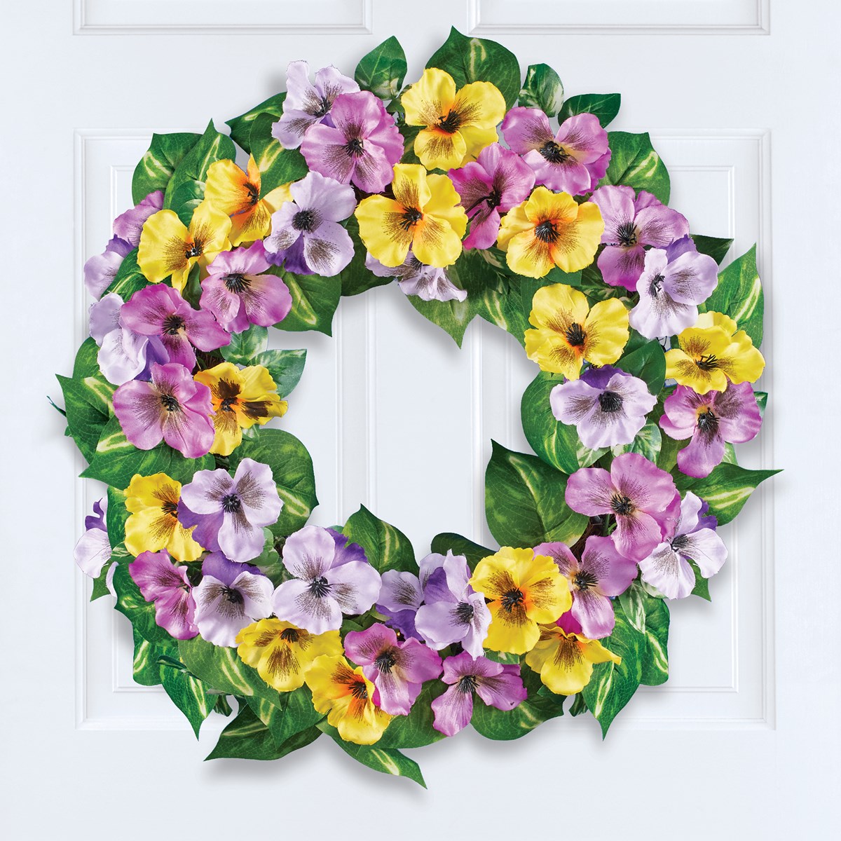 Colorful Garden Pansy Hanging Door Wreath | Collections Etc.