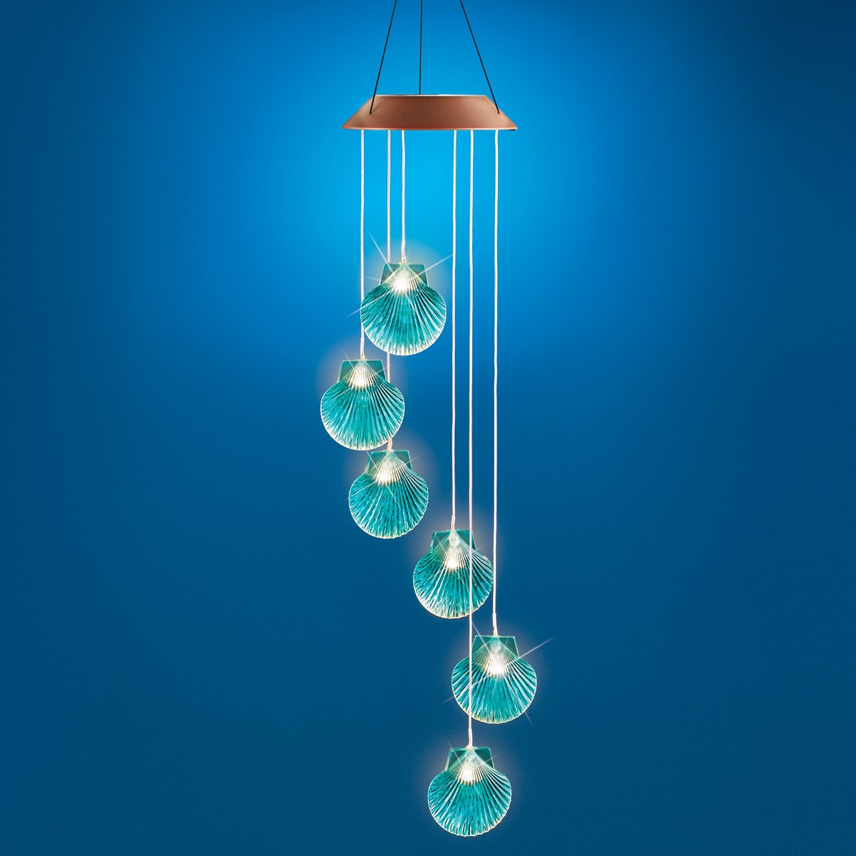 Solar Powered Seashell Hanging Outdoor Mobile | Collections Etc.