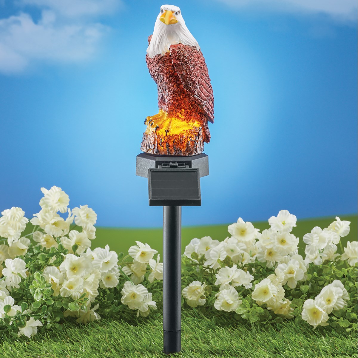Solar Powered Bald Eagle Outdoor Garden Stake | Collections Etc.