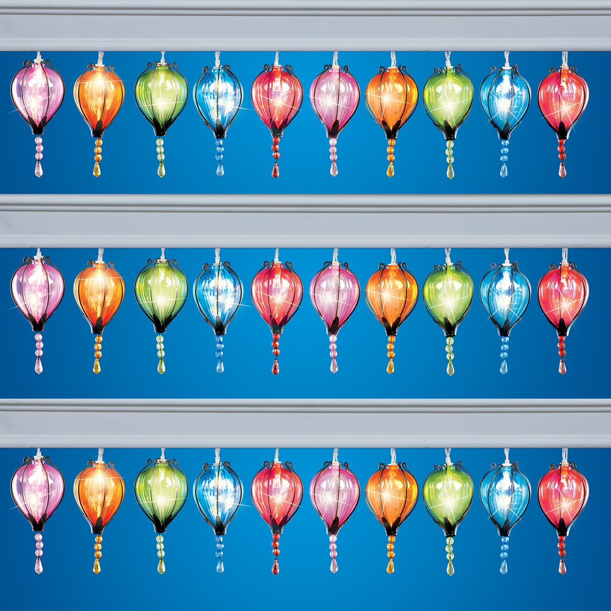 Solar Powered Hot Air Balloon String Lights - Set of 10 | Collections Etc.