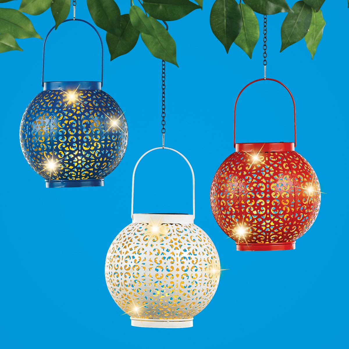 Solar Powered Hanging Cut-Out Shadow Lantern | Collections Etc.