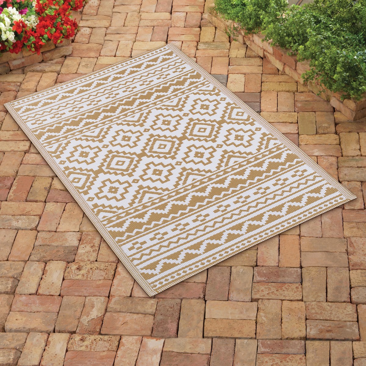 Reversible Aztec Pattern 6-Foot Outdoor Patio Mat | Collections Etc.