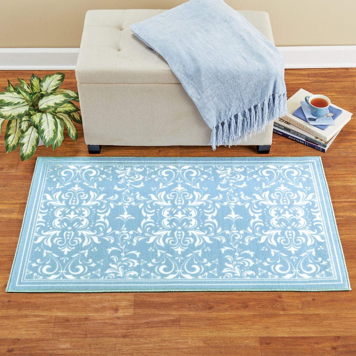 Scroll Medallion Skid-Resistant Accent Rug | Collections Etc.