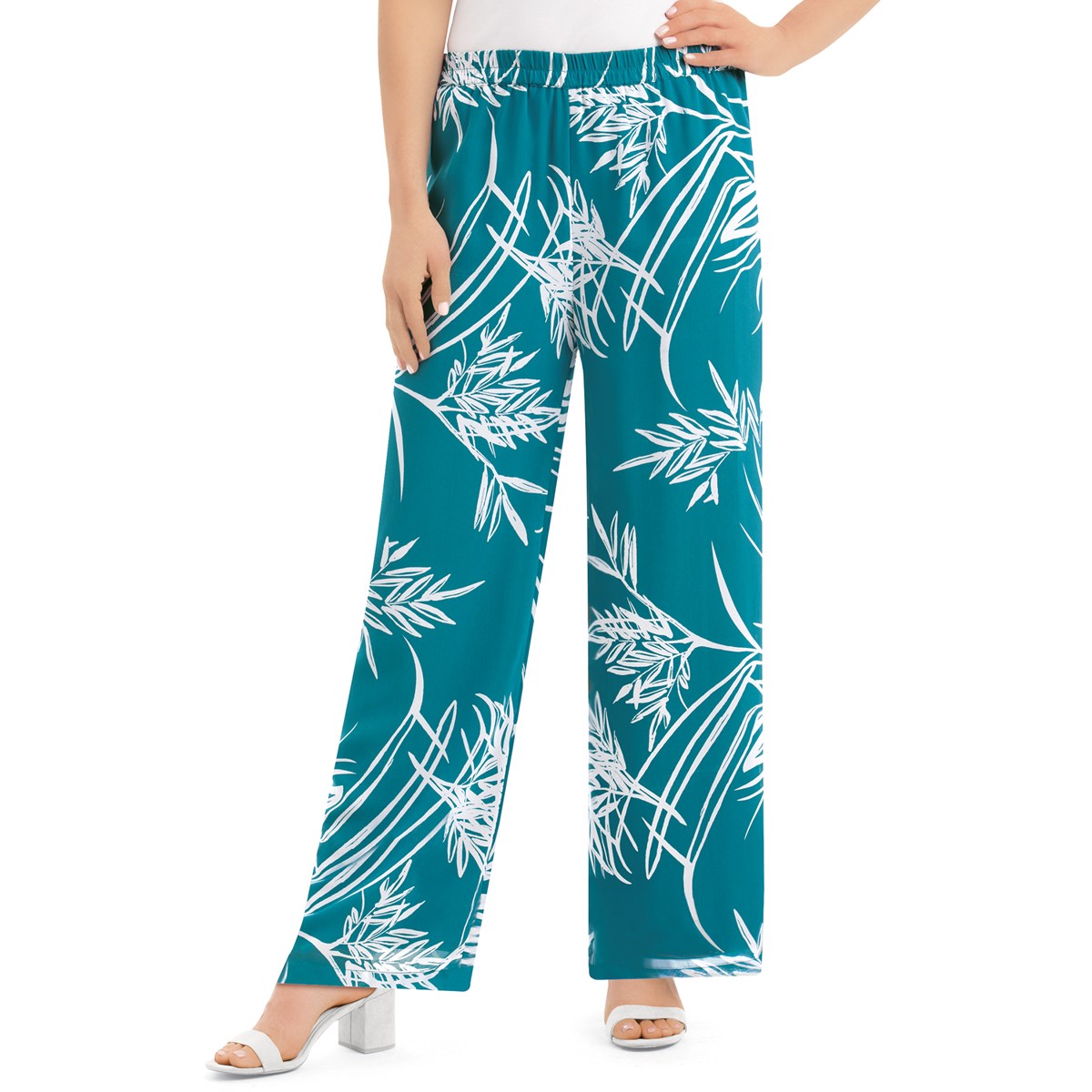 Beautiful Abstract Print Elastic Waist Palazzo Pants | Collections Etc.