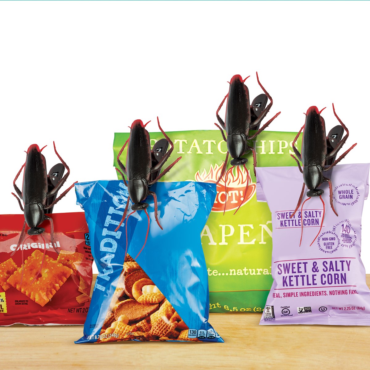 Novelty Roach Plastic Bag Clips - Set of 4 | Collections Etc.