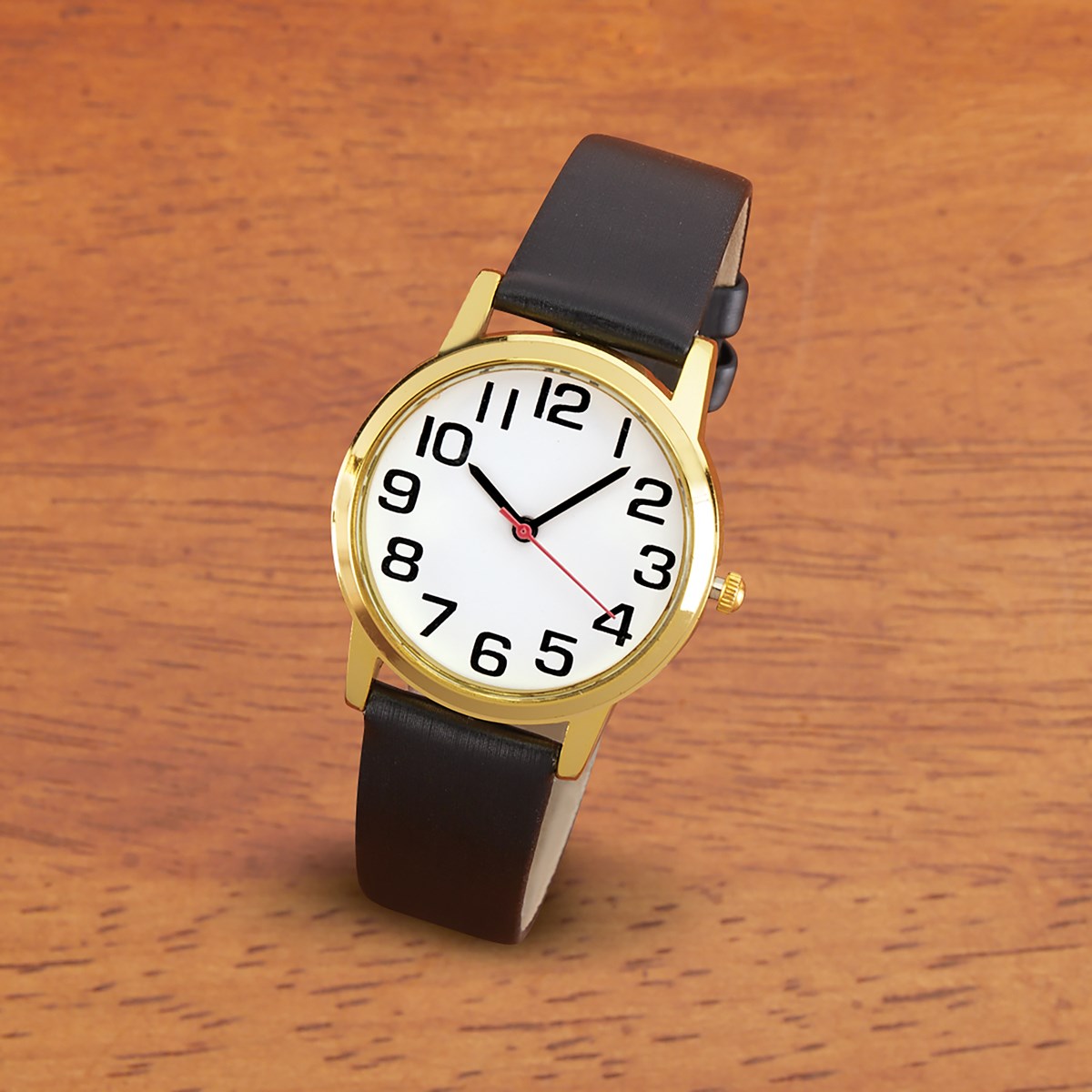 Large Easy-to-Read Watch with Black Band | Collections Etc.