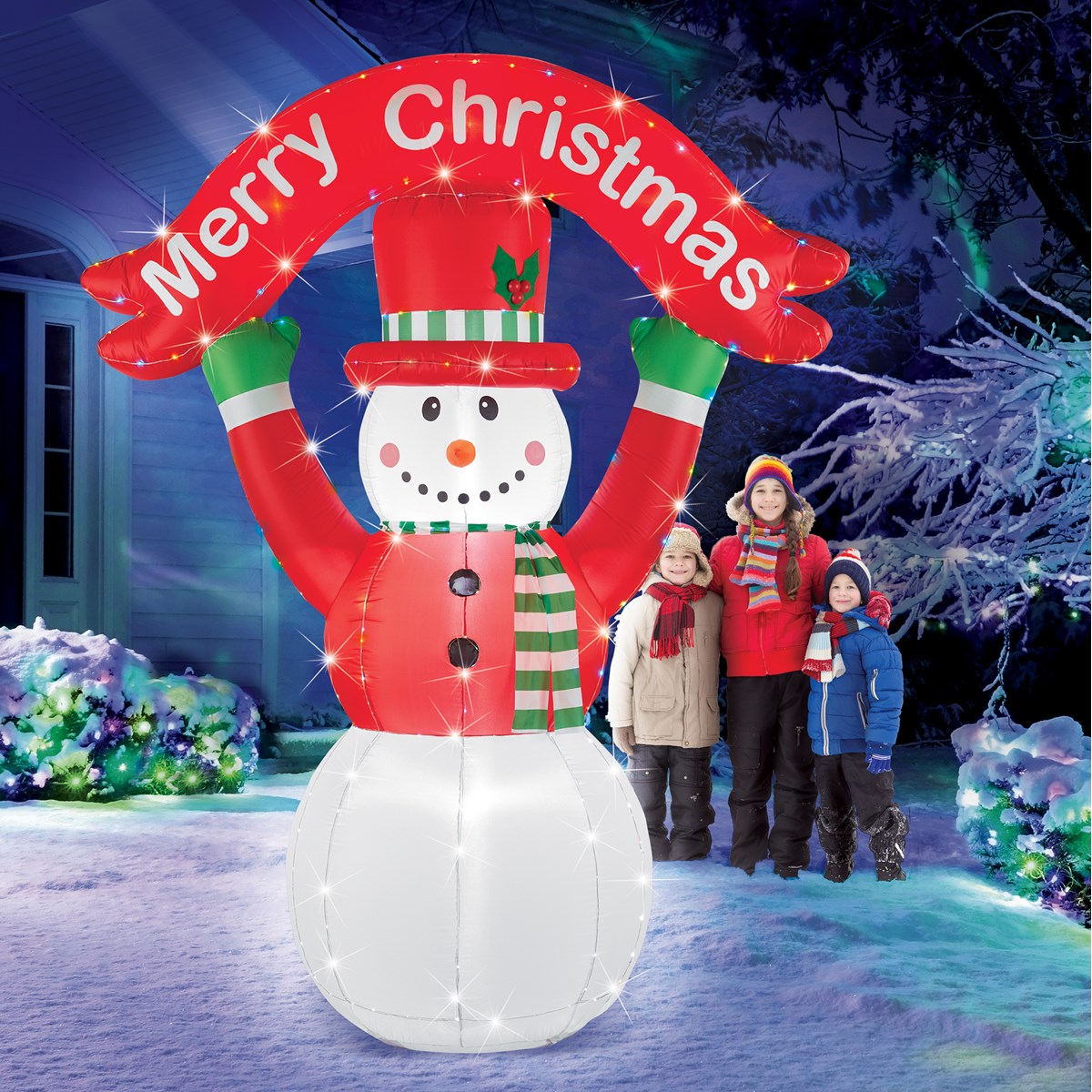 8-Foot LED Christmas Snowman Outdoor Inflatable Decoration ...