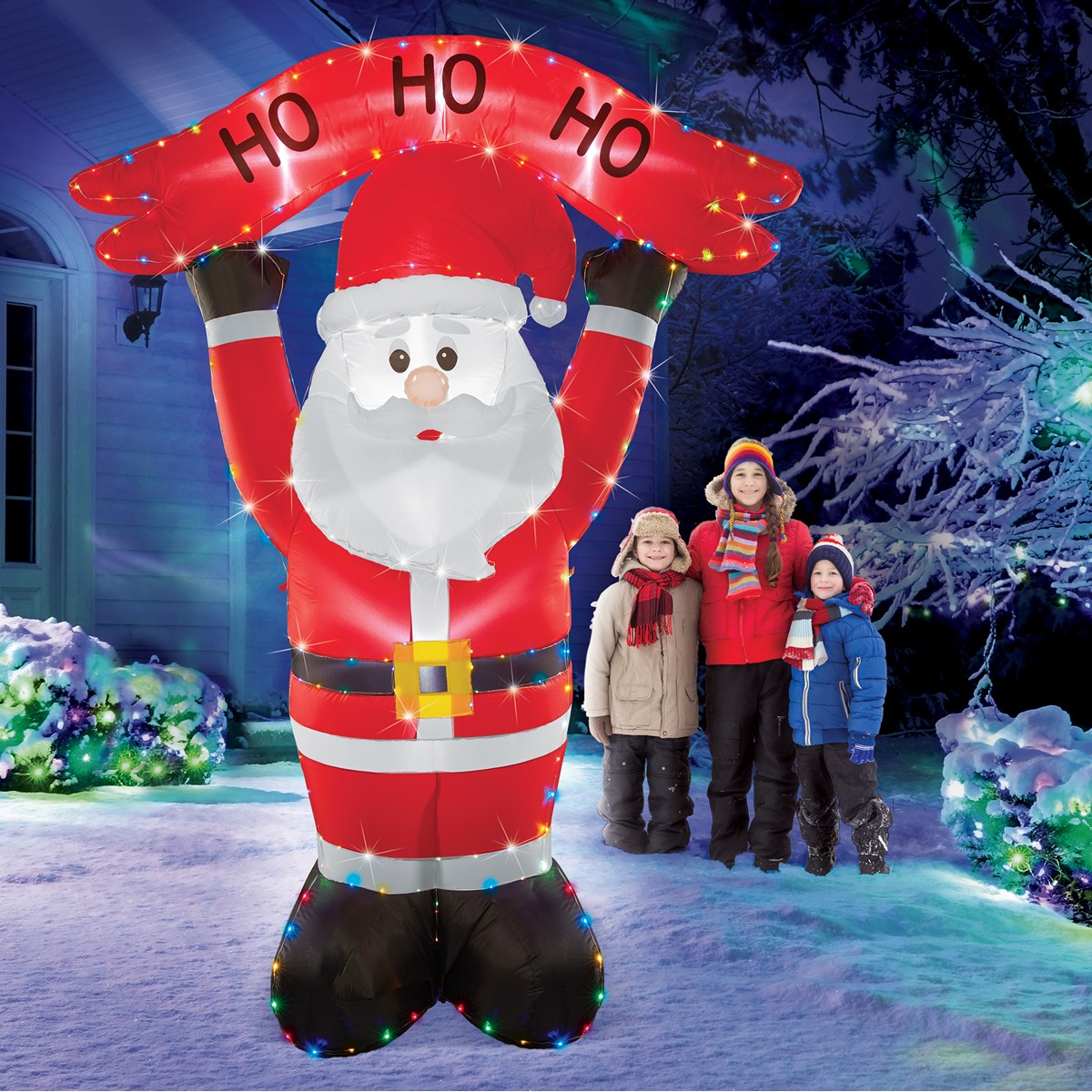 8 Foot LED Light Santa Outdoor Inflatable Decoration | Collections Etc.
