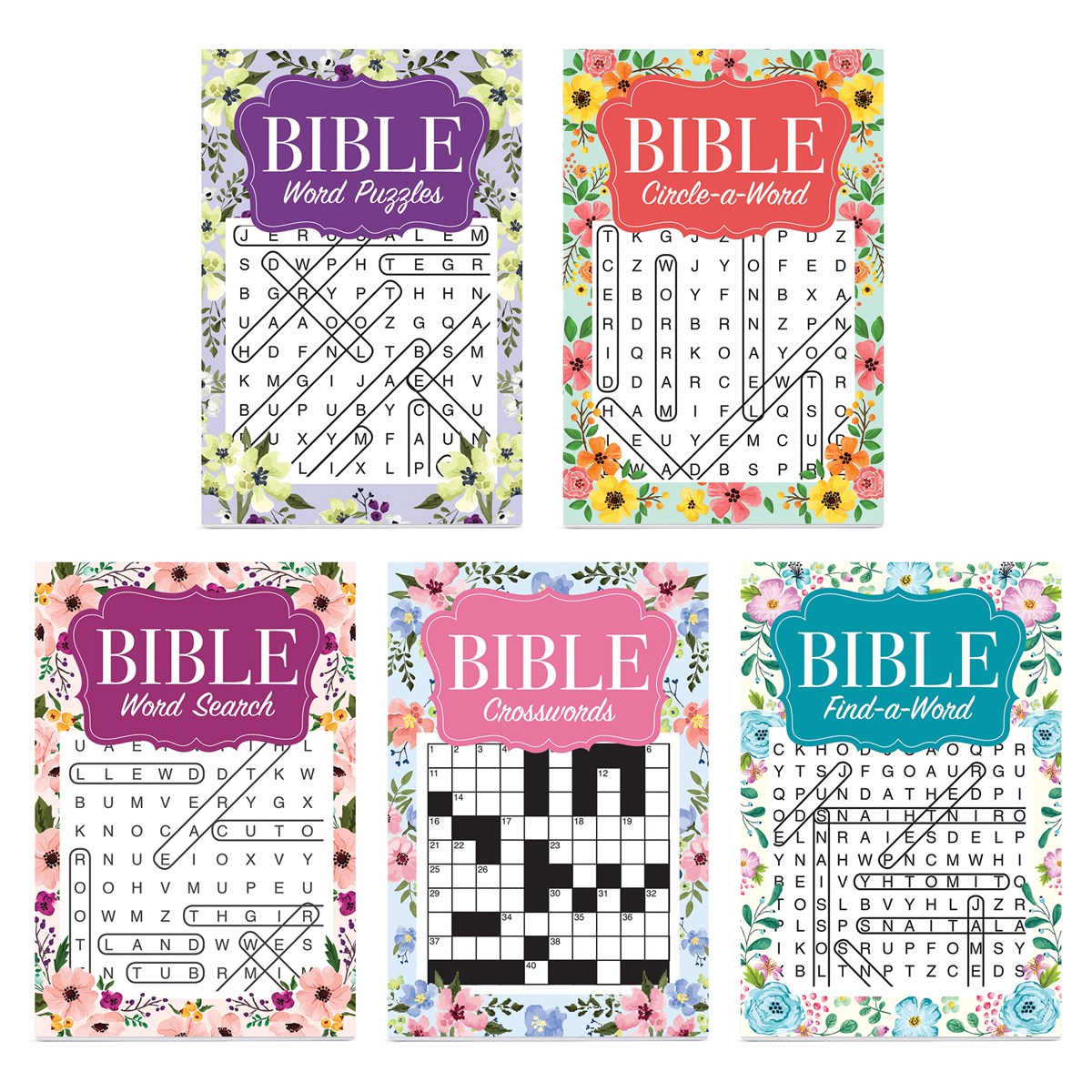 Softcover Bible Word Puzzle Books - Set of 5 | Collections Etc.