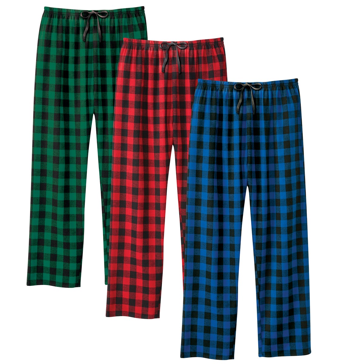 3-Piece Ladies Cozy Plaid Pajama Pants Set | Collections Etc.
