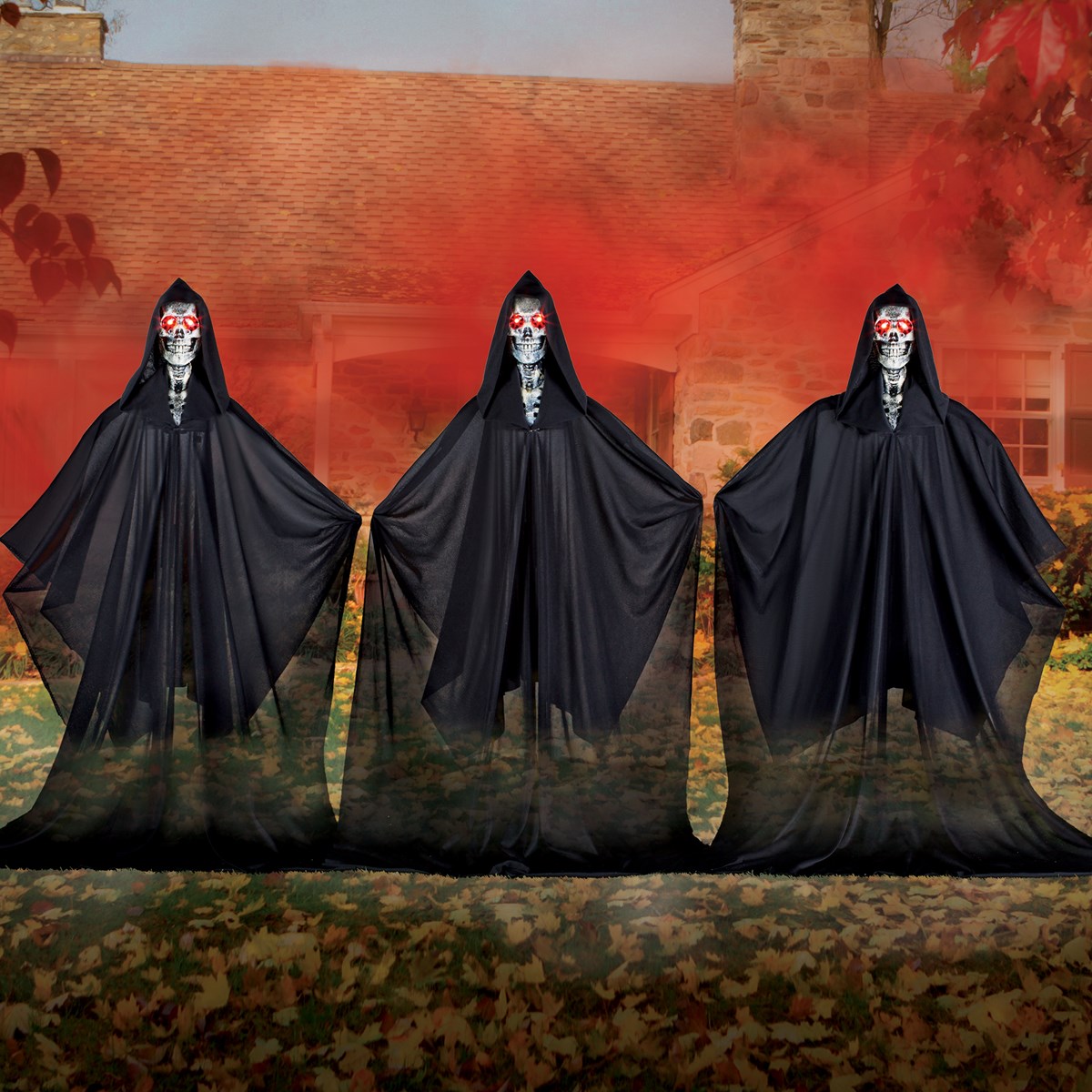 Skeleton LED Lighted Eyes Garden Stakes - Set of 3 | Collections Etc.