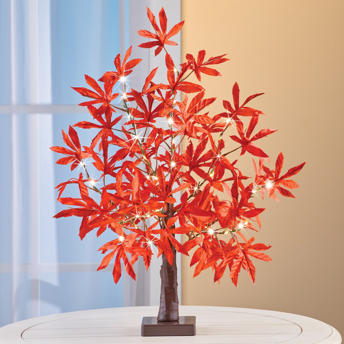 LED Lighted Artificial Fall Leaves Tabletop Tree | Collections Etc.