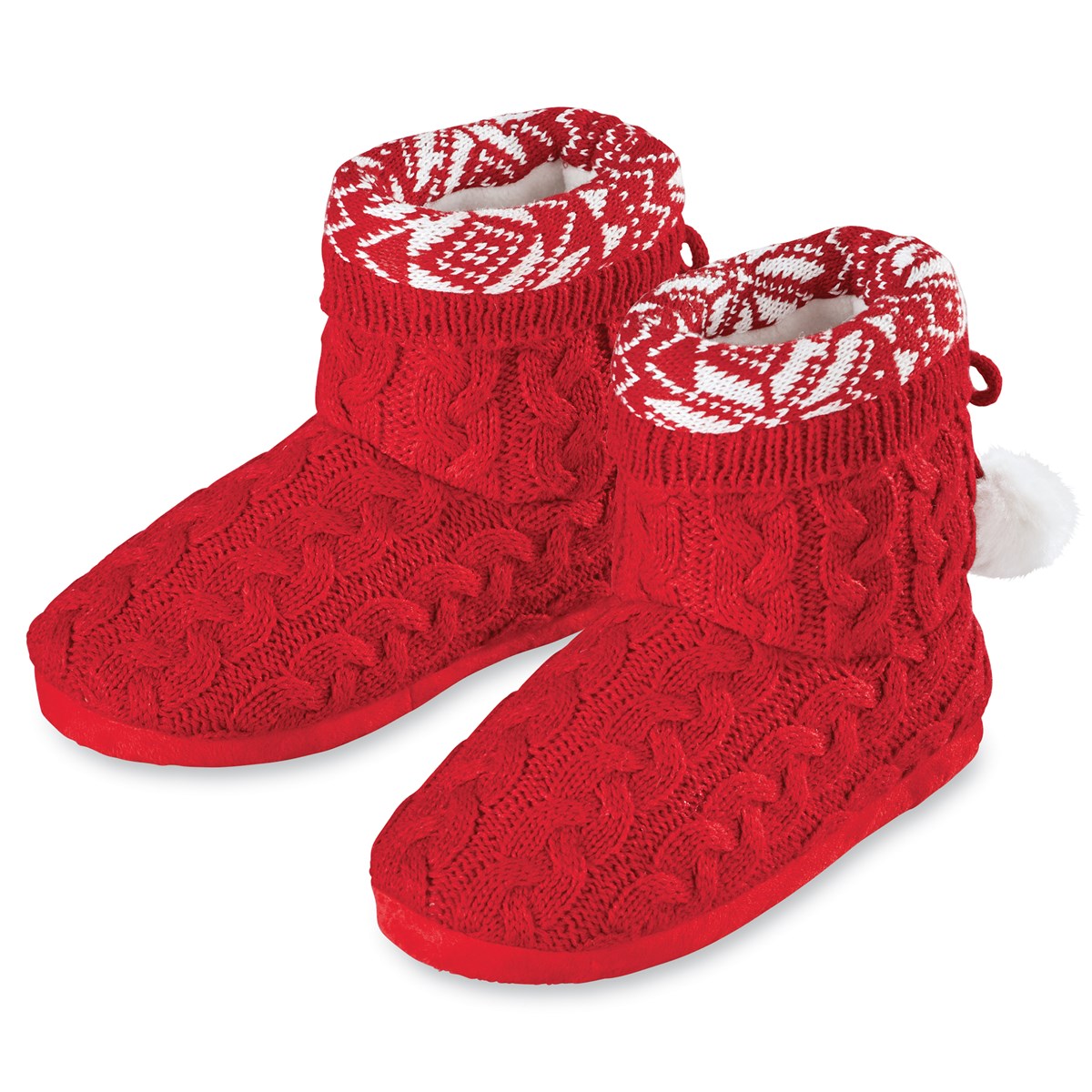 Comfortable Snowflake Cable Knit Bootie Slippers | Collections Etc.