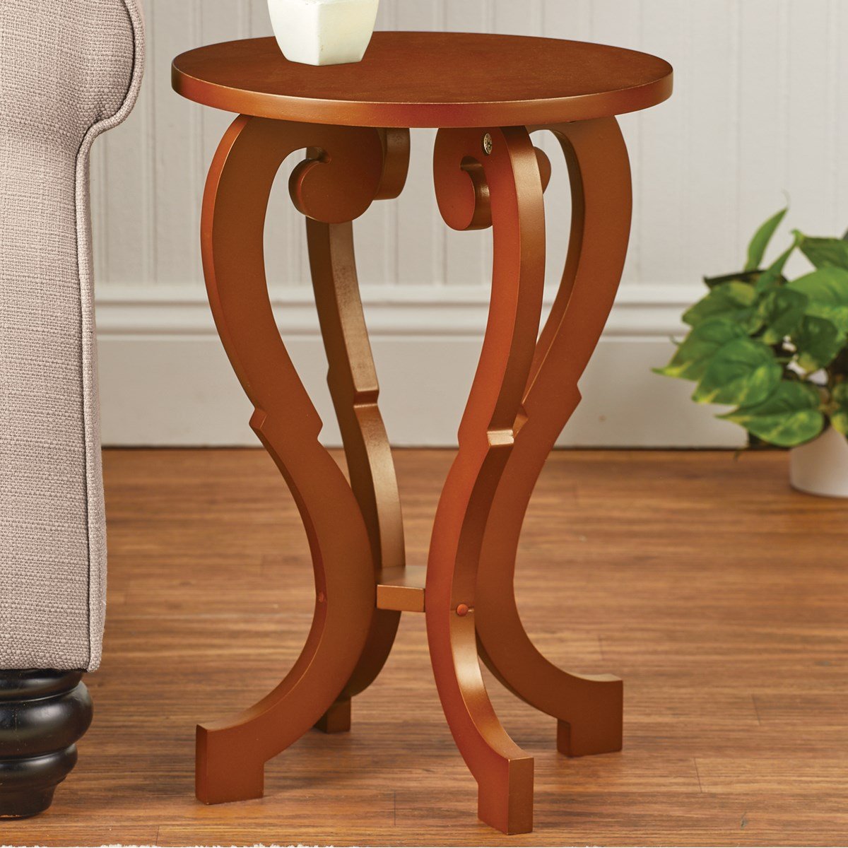 Unique Round Wooden Elegant Accent Table | Collections Etc.