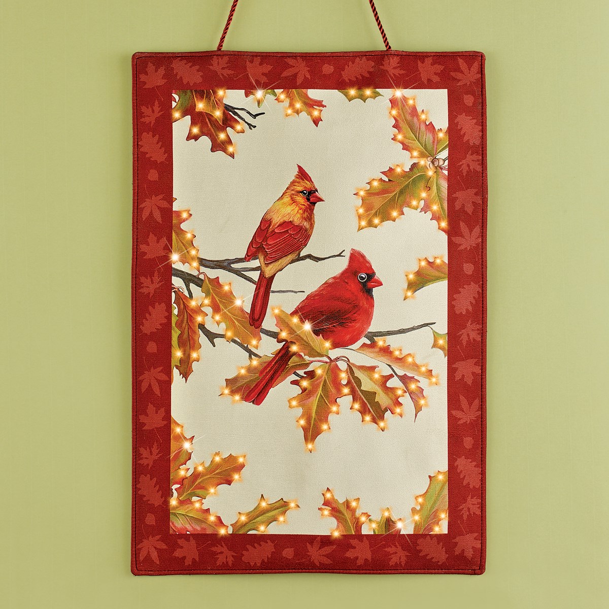 LED Lighted Fall Cardinal Hanging Tapestry | Collections Etc.