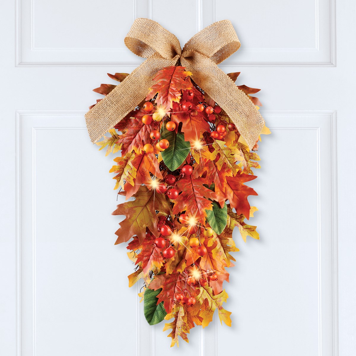 LED Lighted Colorful Fall Leaves Hanging Swag | Collections Etc.