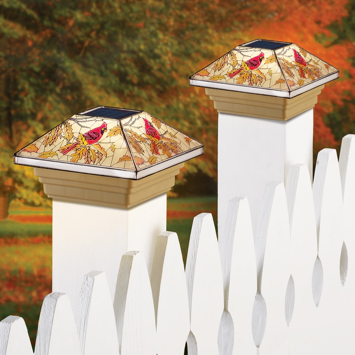 Solar Powered Autumn Cardinal Post Cap Light | Collections Etc.