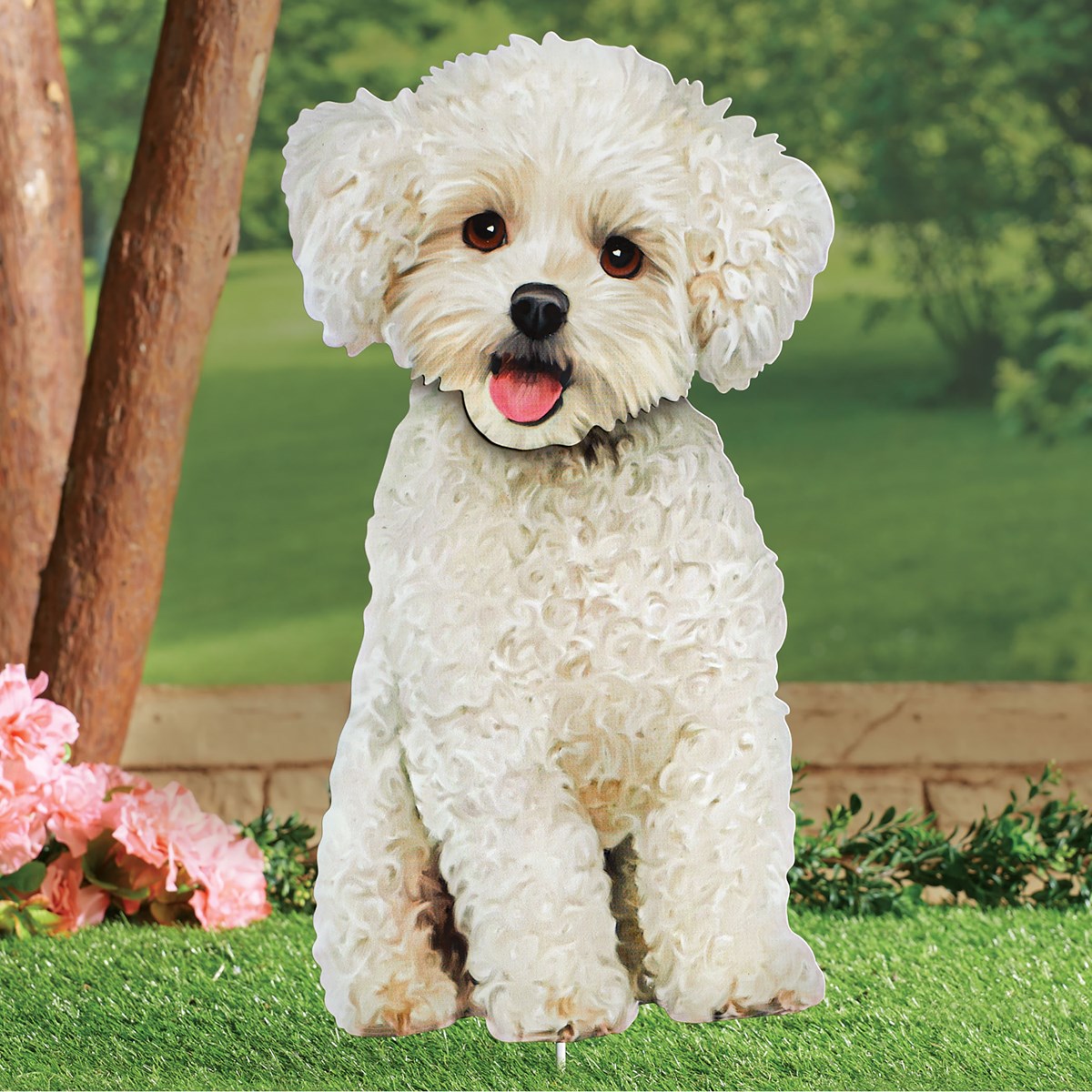 Realistic Bichon Frisé Outdoor Garden Stake | Collections Etc.