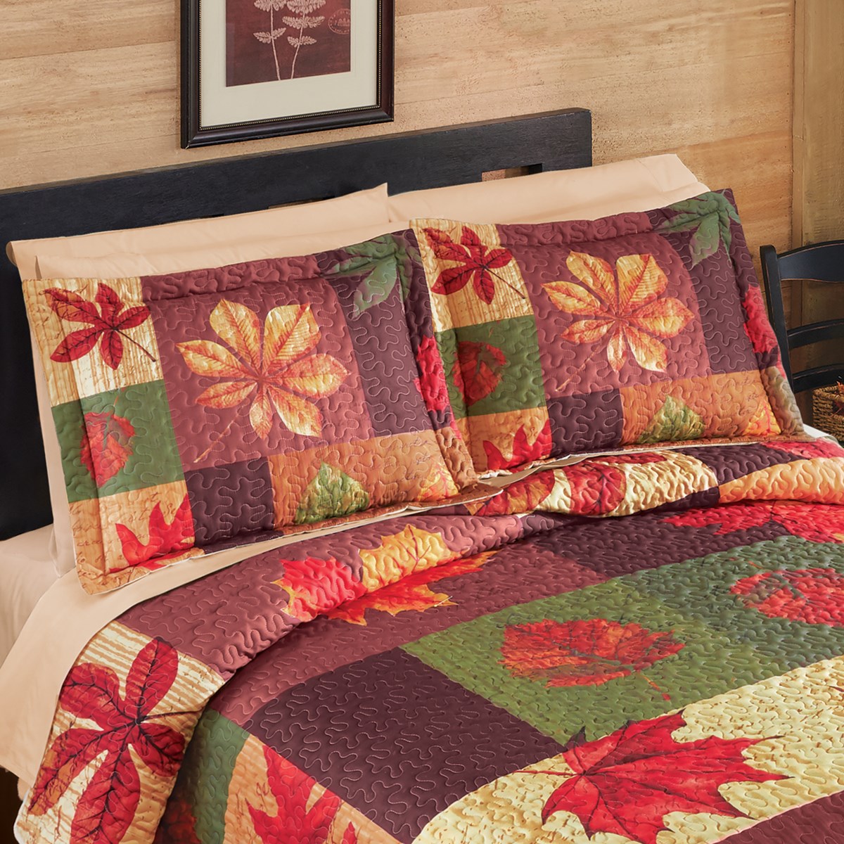 Beautiful Fall Leaves Color Block Pillow Sham | Collections Etc.