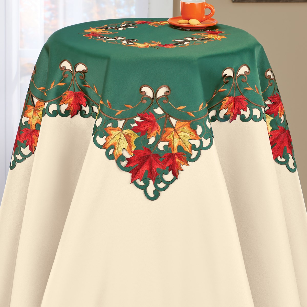Lovely Embroidered Maple Leaf Table Linens | Collections Etc.