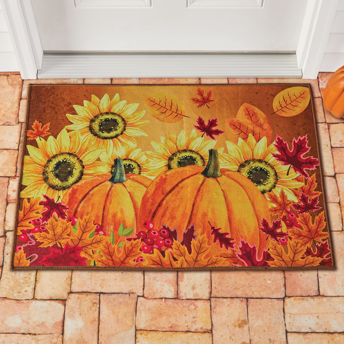 Festive Fall Pumpkin and Sunflower Doormat | Collections Etc.