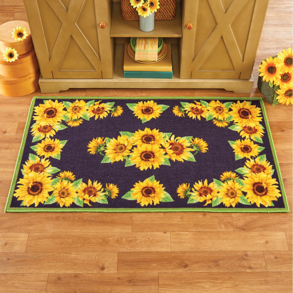 Beautiful Bright Sunflowers Skid-Resistant Accent Rug | Collections Etc.