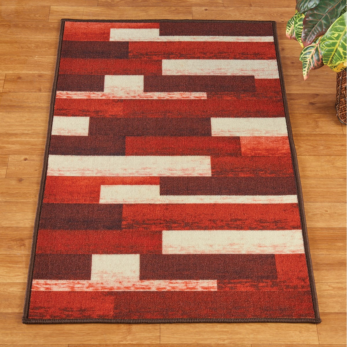 Patchwork Block Skid-Resistant Accent Rug | Collections Etc.