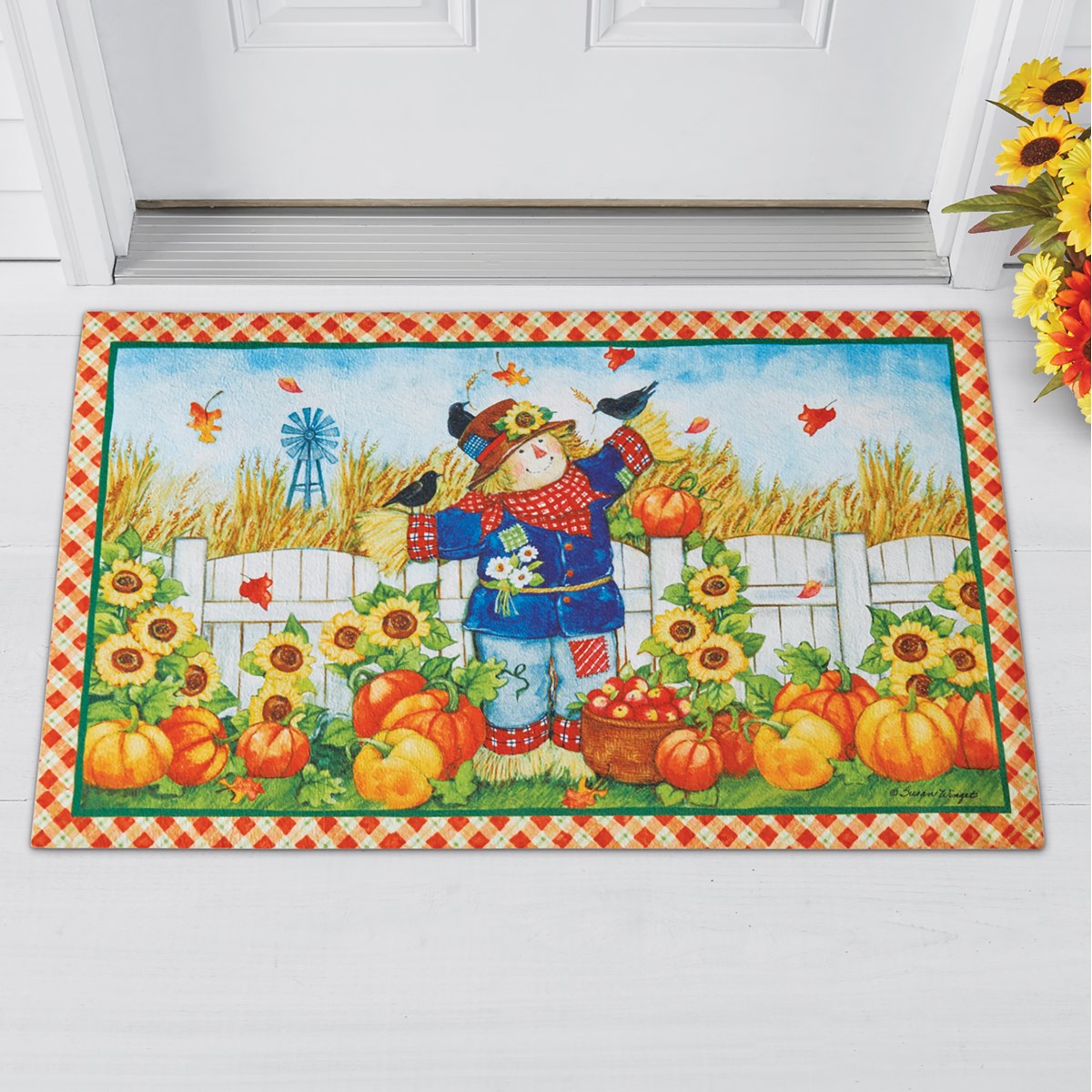 Scarecrow Pumpkin Harvest Printed Doormat | Collections Etc.