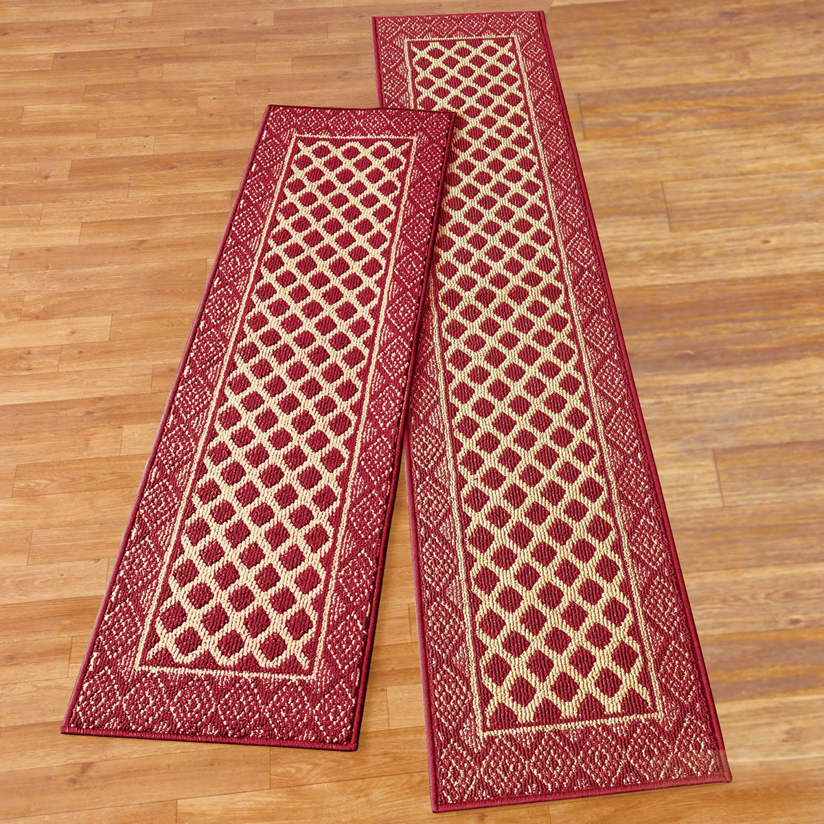 Elegant Jacquard Diamond Skid-Resistant Runner Rug | Collections Etc.