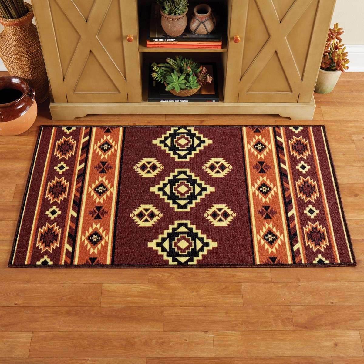 Aztec Printed Skid-Resistant Accent Rug | Collections Etc.