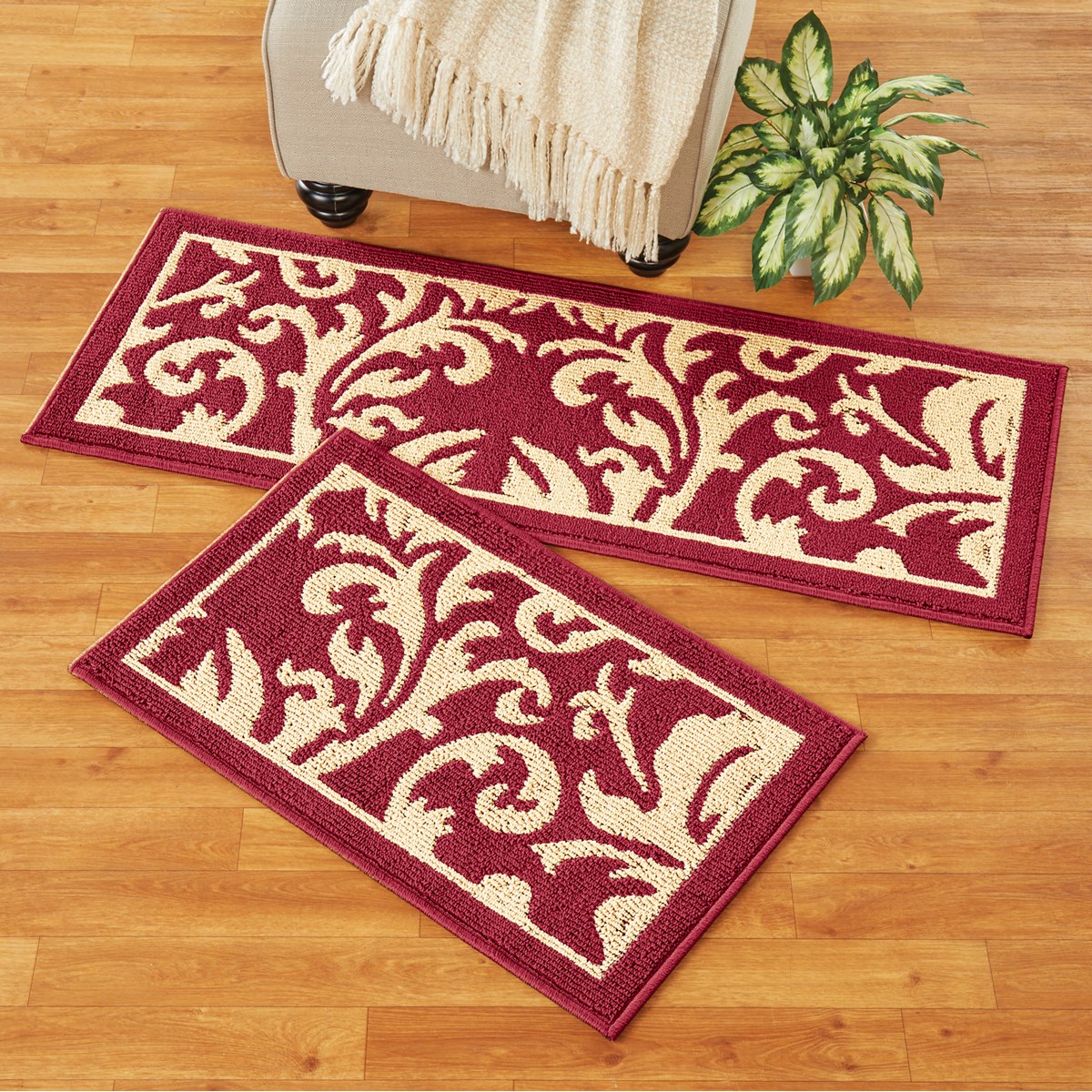 Jacquard Scroll Design Skid-Resistant Accent Rug | Collections Etc.