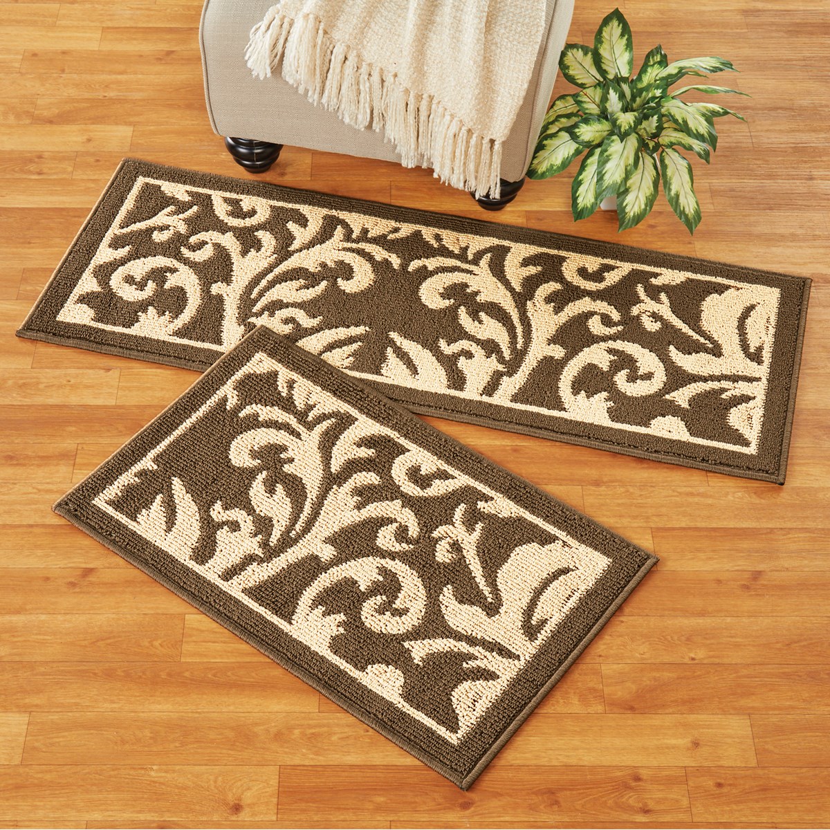 Jacquard Scroll Design Skid-Resistant Accent Rug | Collections Etc.