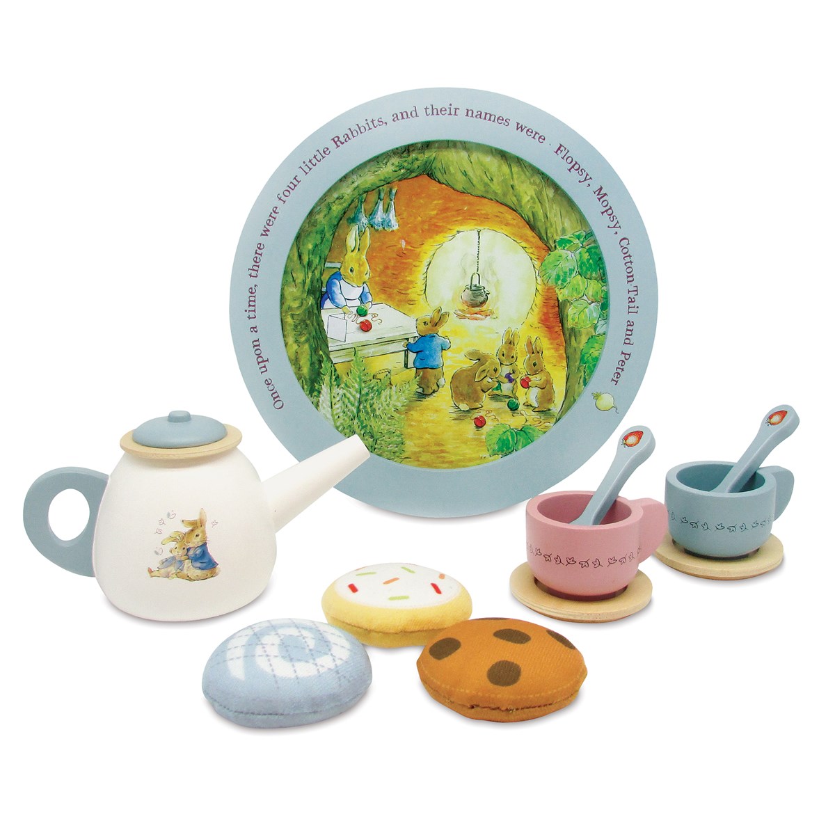 Beatrix Potter 11-Piece Wooden and Plush Tea Set | Collections Etc.