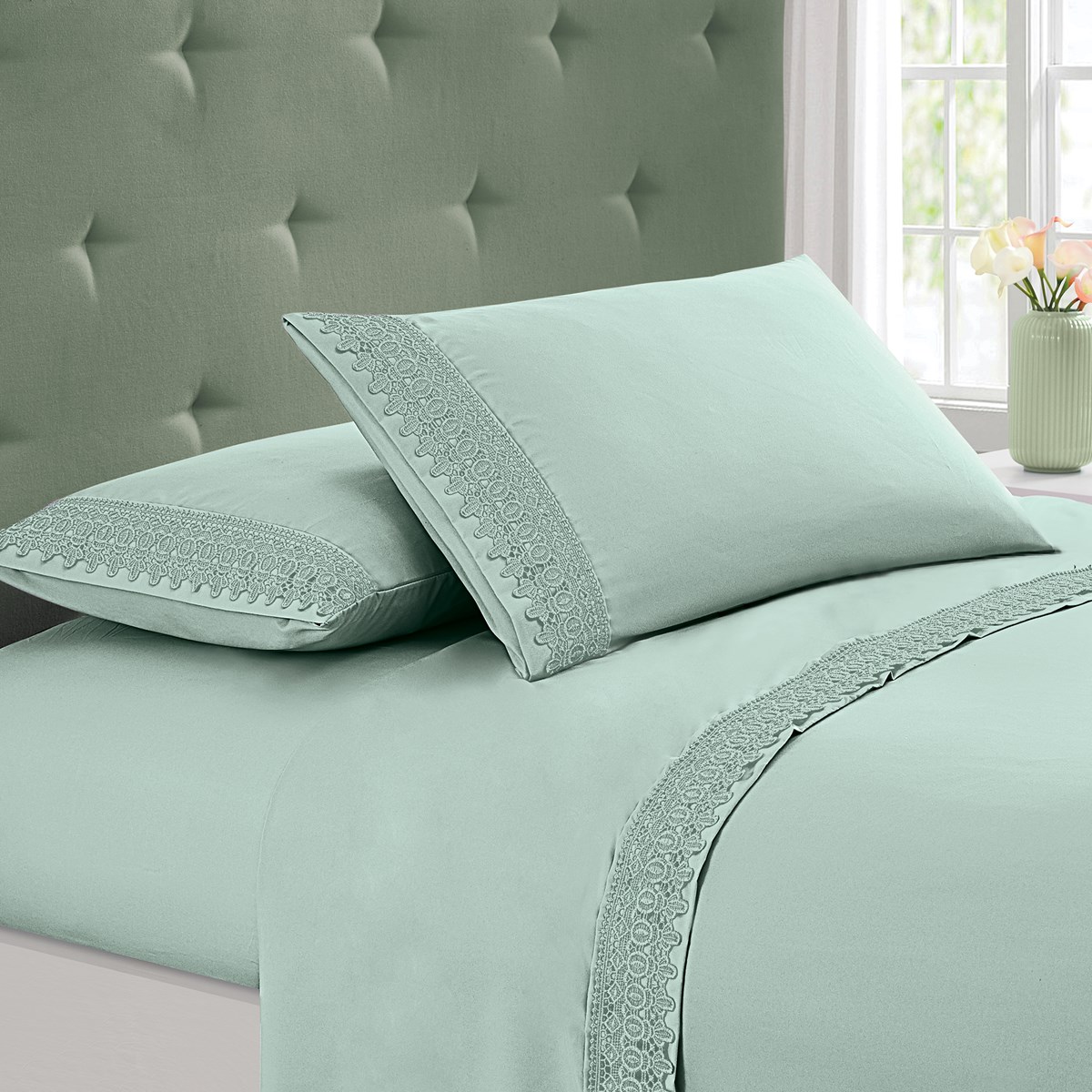 Embroidered Lace Design 4-Piece Sheet Set | Collections Etc.