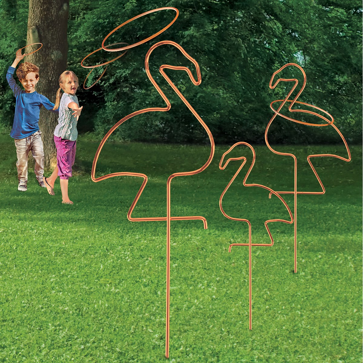Flamingo Ringo Ring Toss Yard Game 9-Piece Set | Collections Etc.