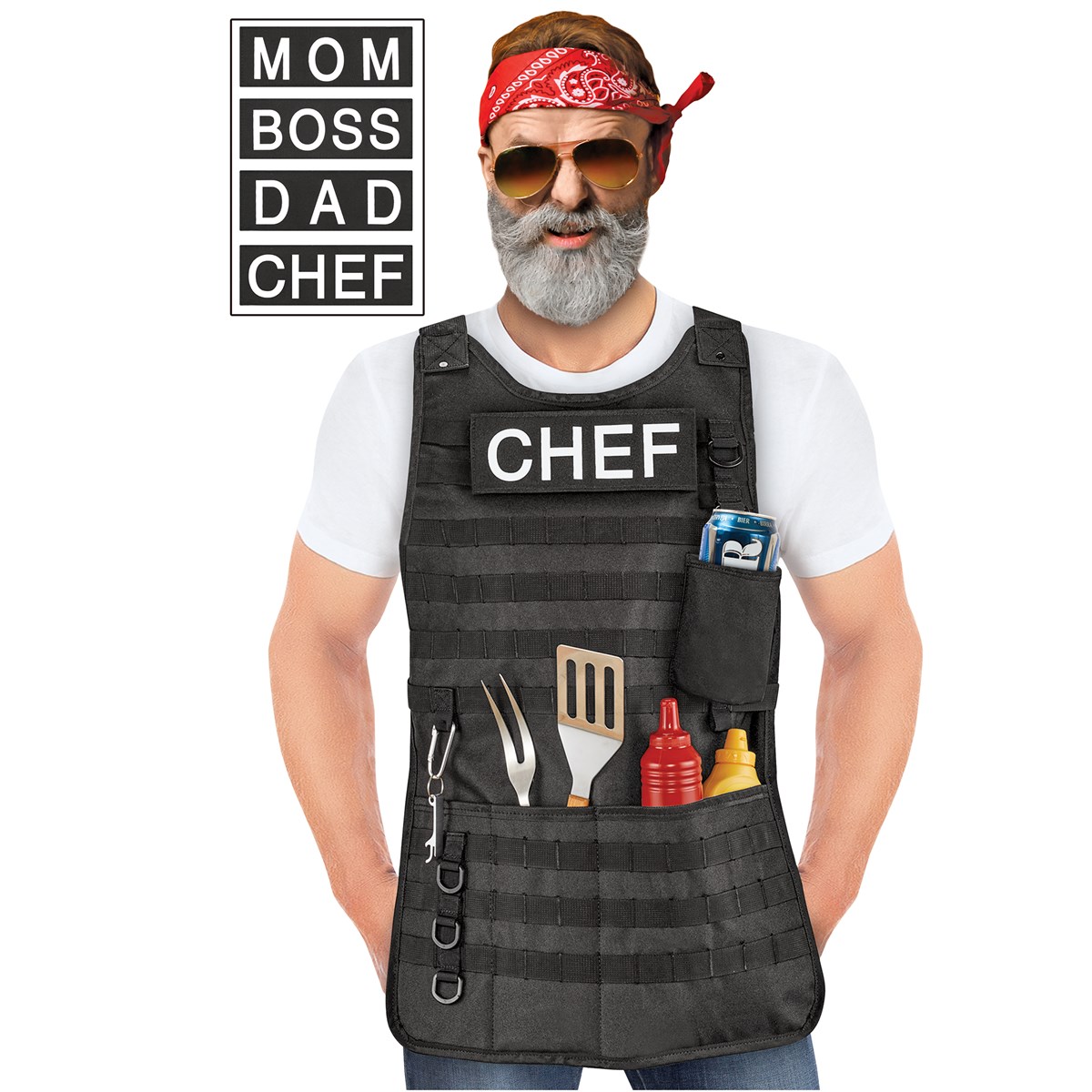 Tactical Chef Apron with 4 Removable Patches | Collections Etc.