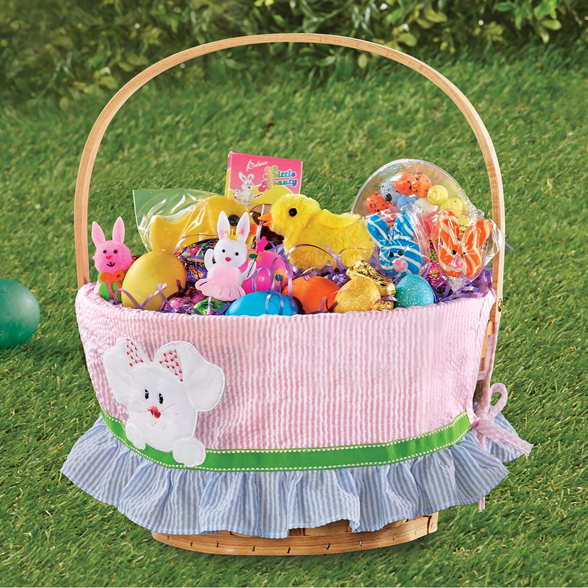 Girls Round Bunny Easter Basket | Collections Etc.