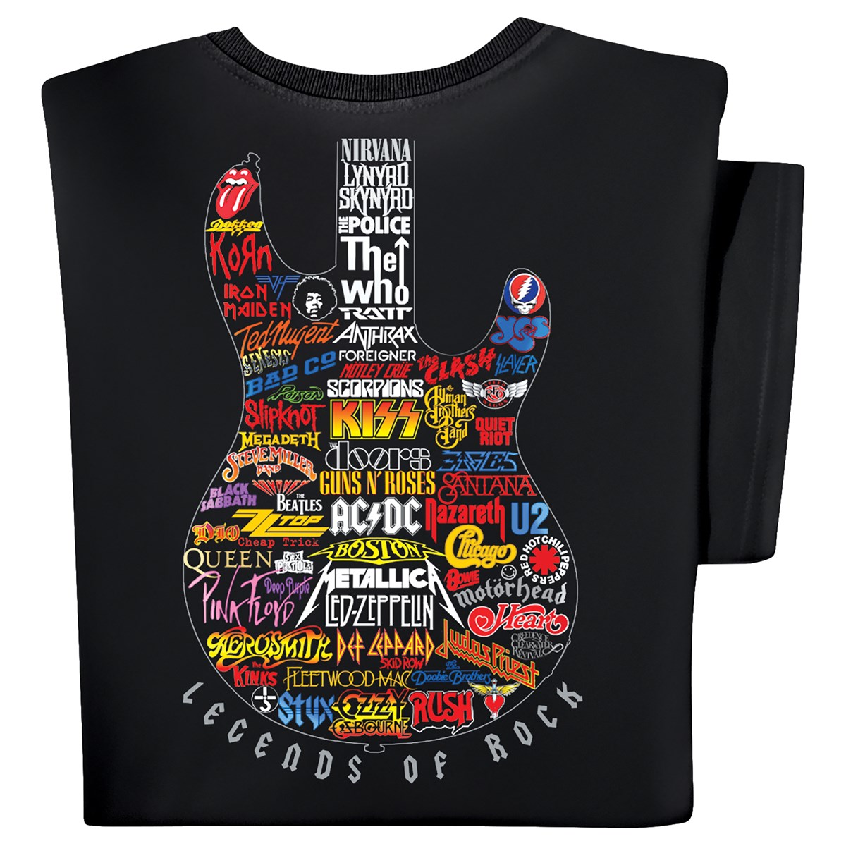 Colorful Legends of Rock Guitar Short Sleeve Graphic Tee | Collections Etc.