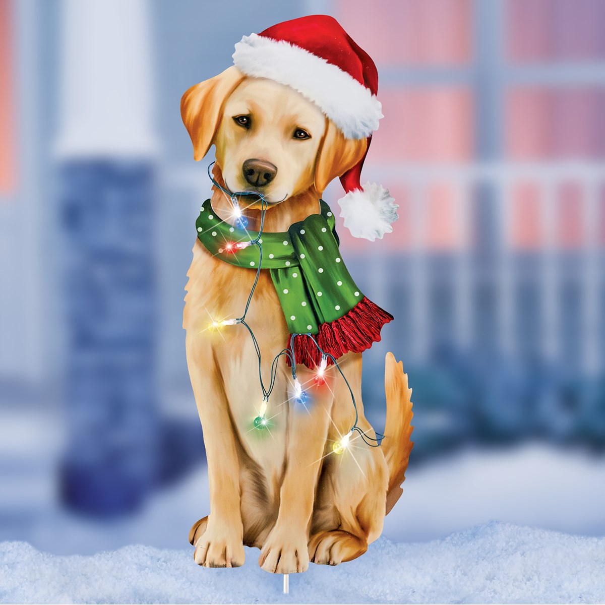 Solar Labrador with Lights Outdoor Christmas Yard Stake | Collections Etc.