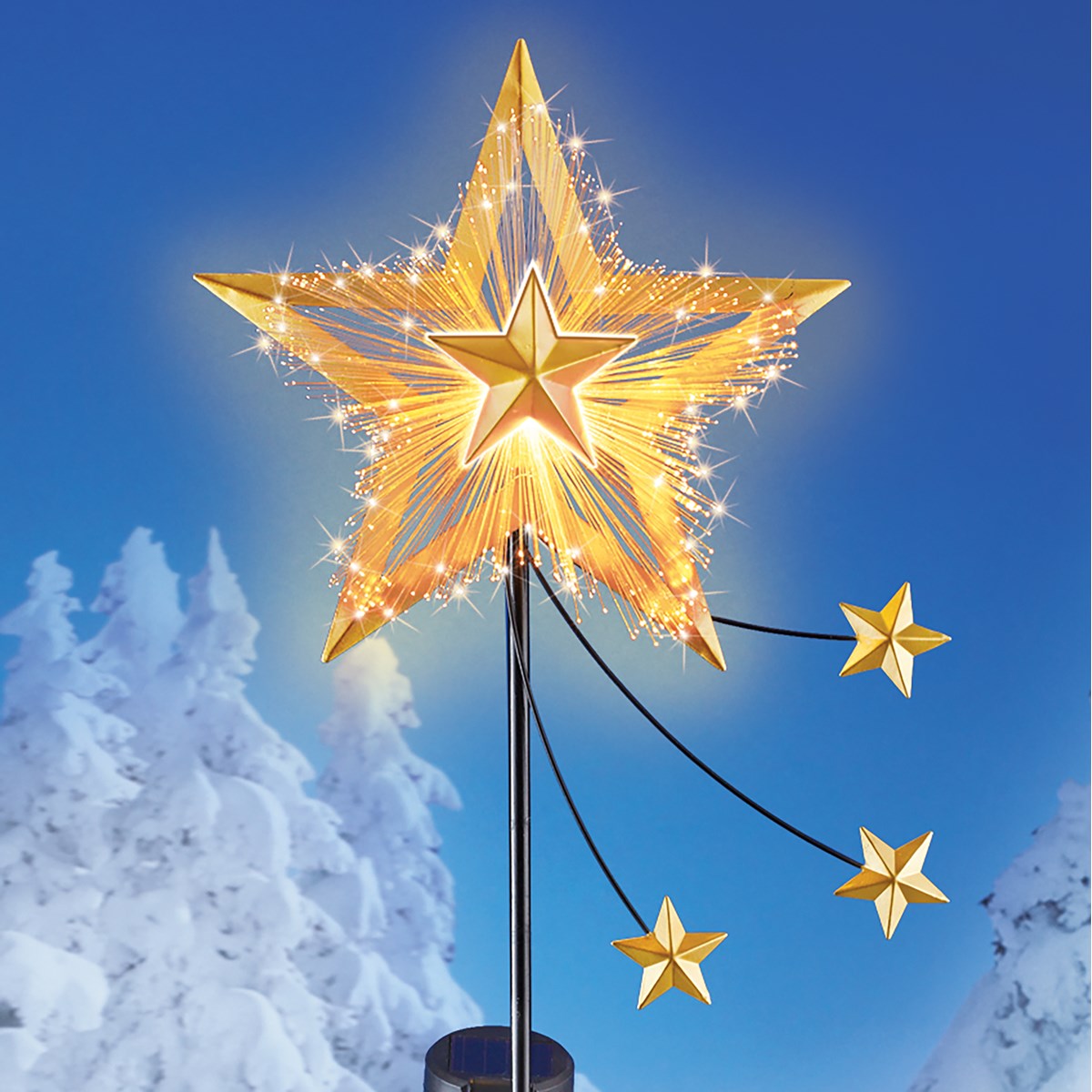 LED Lighted Golden Star Solar Powered Garden Stake | Collections Etc.