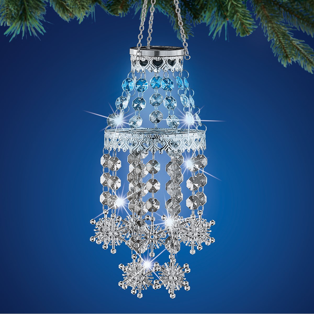Solar Powered Sparkling Snowflake Garden Mobile | Collections Etc.