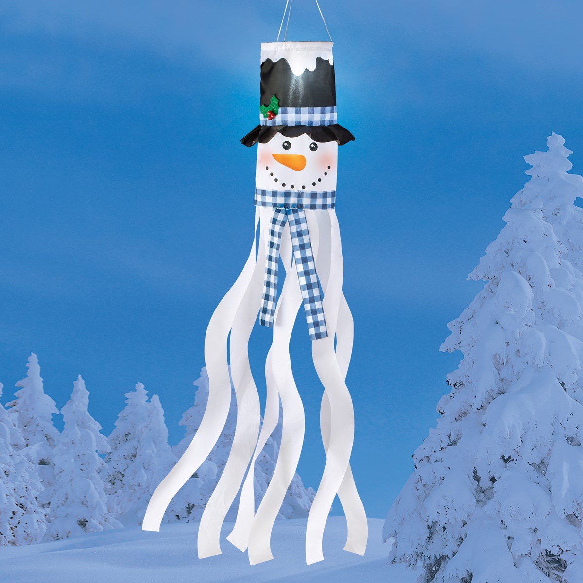 Solar Powered LED Lighted Snowman Windsock | Collections Etc.