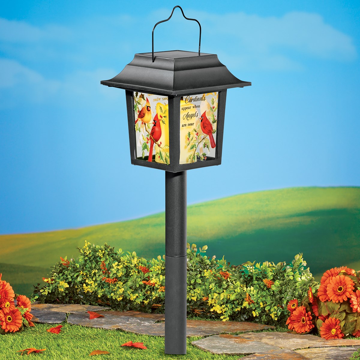 Solar Powered LED Lighted Cardinal Candle Lantern Stake | Collections Etc.