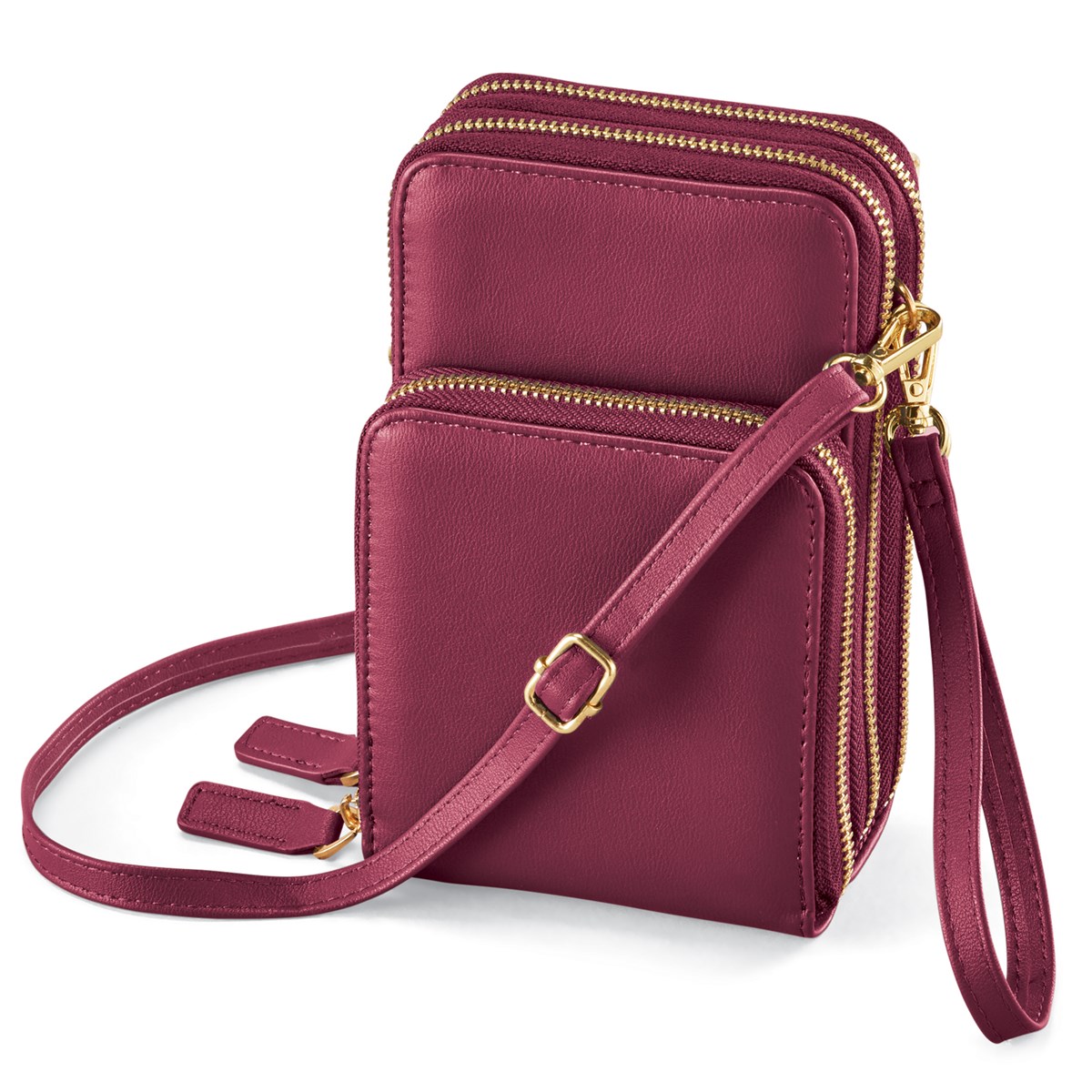 Stylish RFID Leather Zippered Crossbody Bag | Collections Etc.